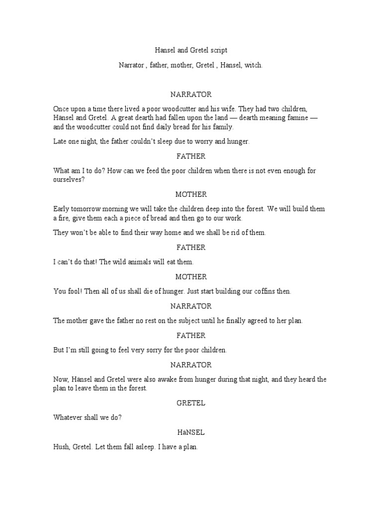 Hansel and Gretel Script | PDF