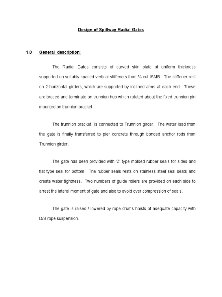 Radial Gate | PDF | Bending | Stress (Mechanics)