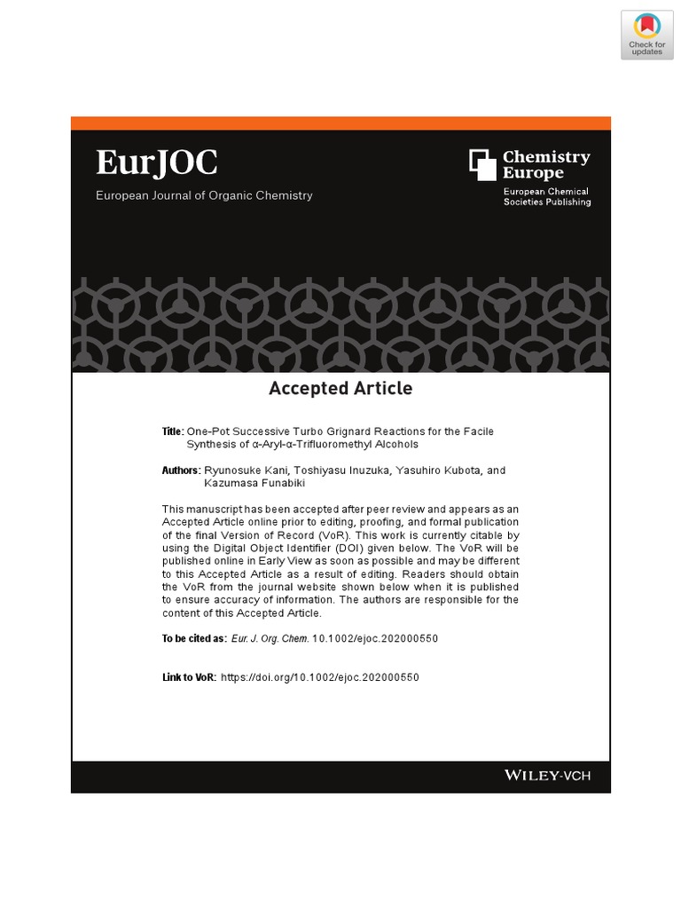 Turbo Grignard Synthesis of α-Aryl-α-Trifluoromethyl Alcohols | PDF ...