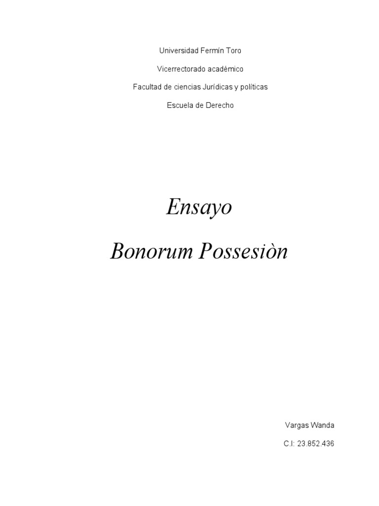 Bonorum Possessio en Derecho Romano | PDF | Herencia | Voluntad y ...