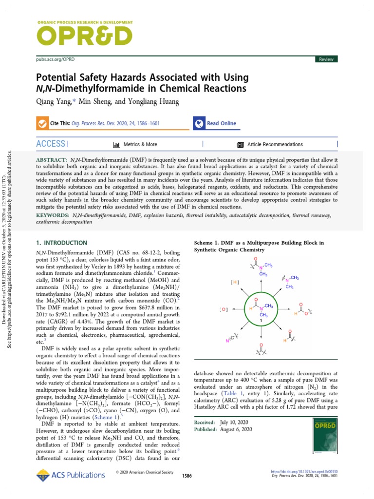 Potential Safety Hazards - DMF | PDF | Chemical Reactions ...