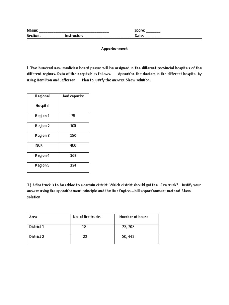 Apportionment Methods for Resource Allocation | PDF