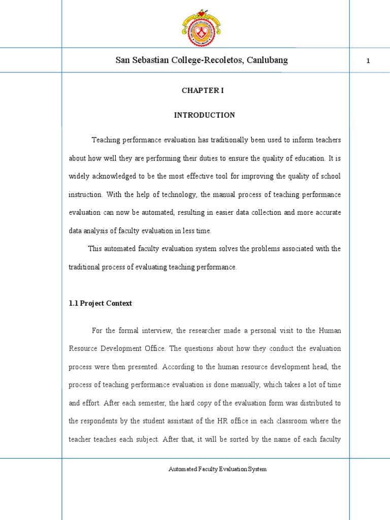 Automated Faculty Evaluation System Final Pdf World Wide Web