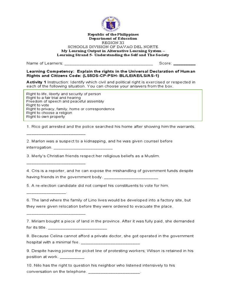3.My-Learners - Output in ALS-LS 5 | PDF | Justice | Crime & Violence