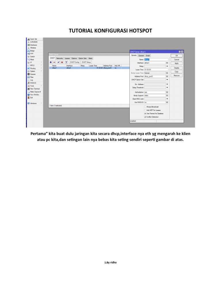 TUTORIAL KONFIGURASI HOTSPOT - Docx Uhuy | PDF