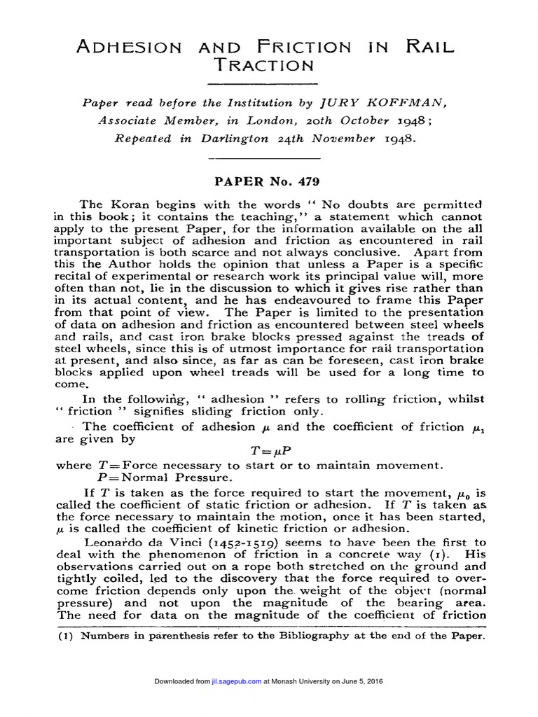 Adhesion and Friction in Rail Traction | PDF | Science & Mathematics