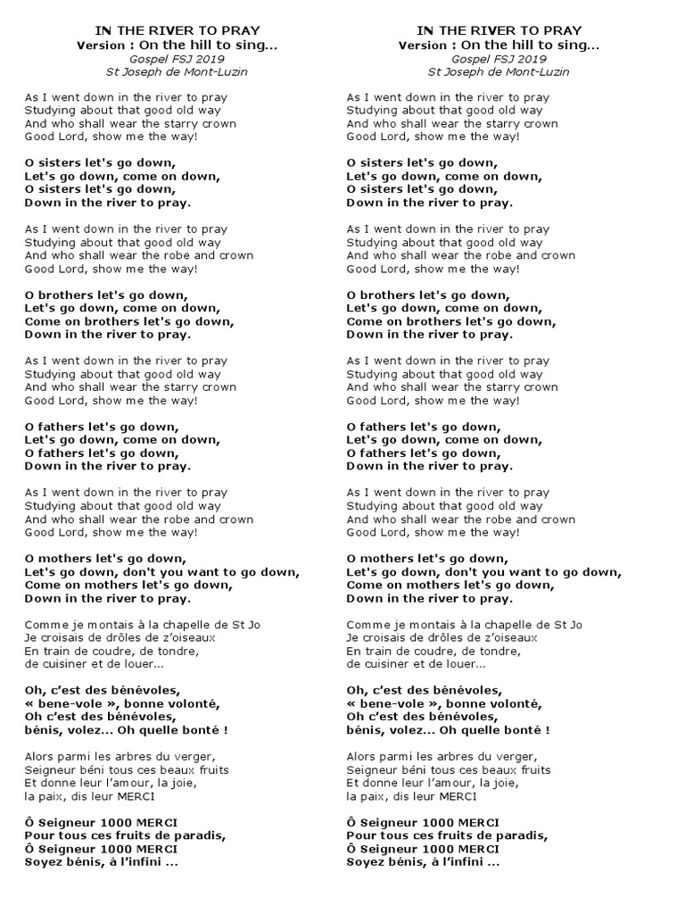 Down to the River to Pray Lyrics | PDF | Religion & Spirituality
