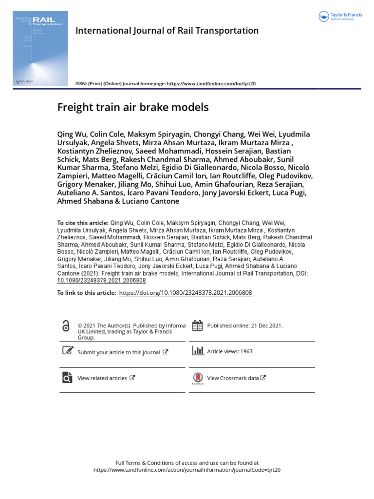Freight Train Air Brake Models | PDF | Mechanical Engineering