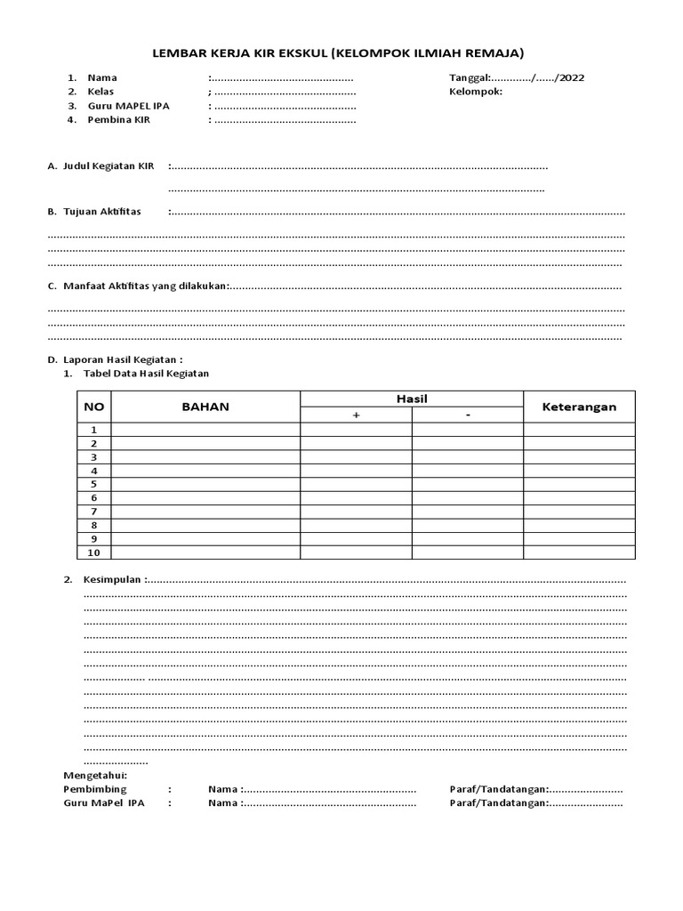 LEMBAR KERJA UJI LAB | PDF