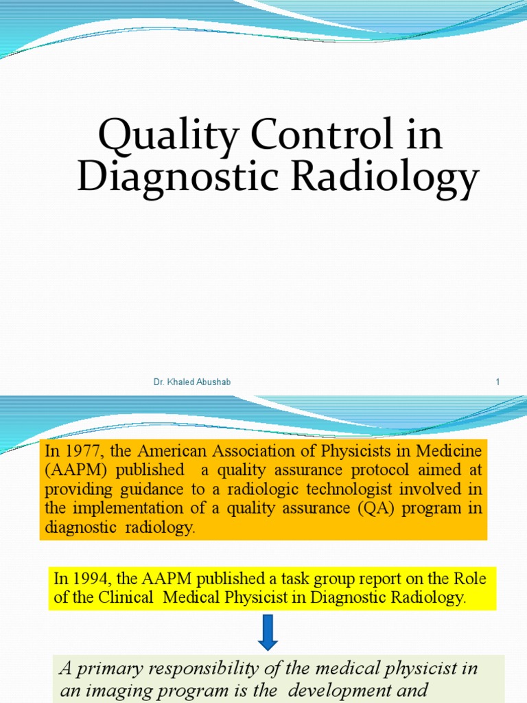 10 - Quality Control | PDF | Radiology | Quality Assurance