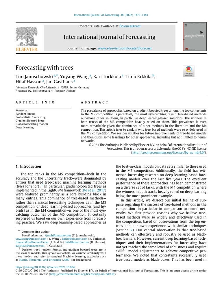 Forecasting With Trees | PDF | Deep Learning | Forecasting