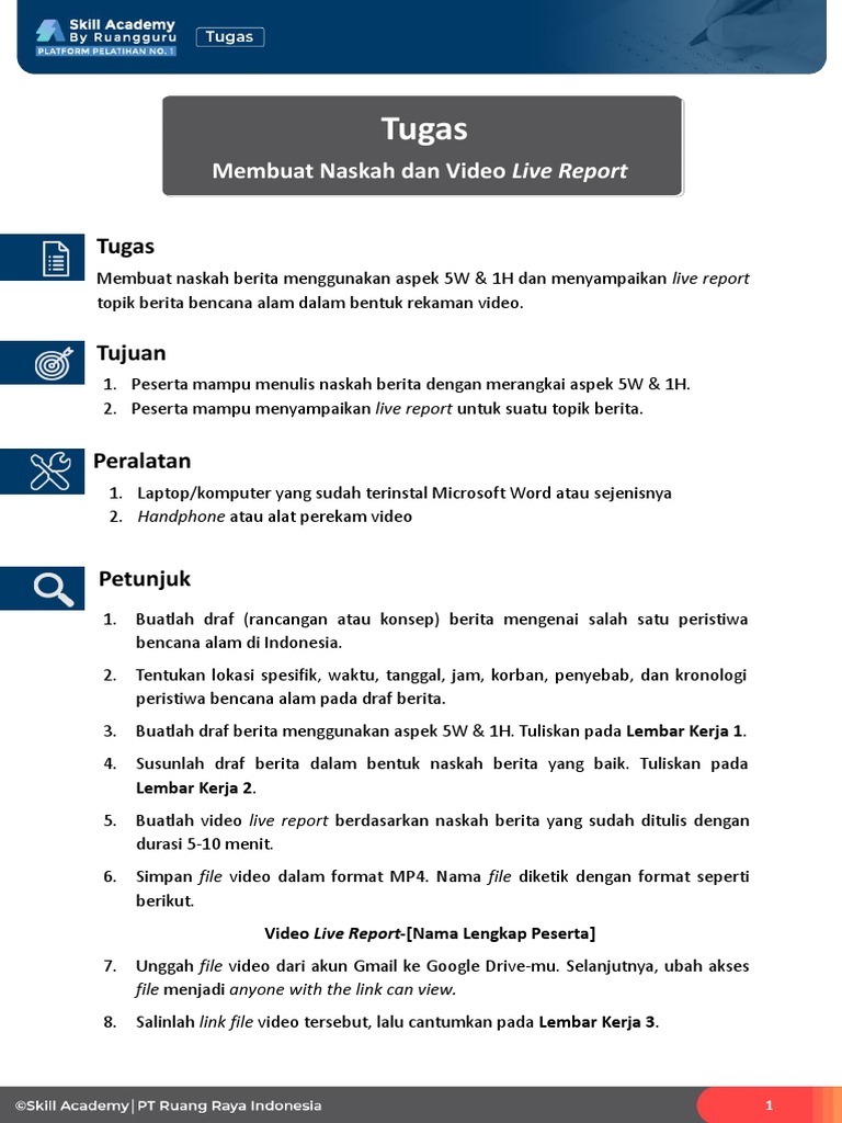 Tugas: Membuat Naskah Dan Video Live Report | PDF