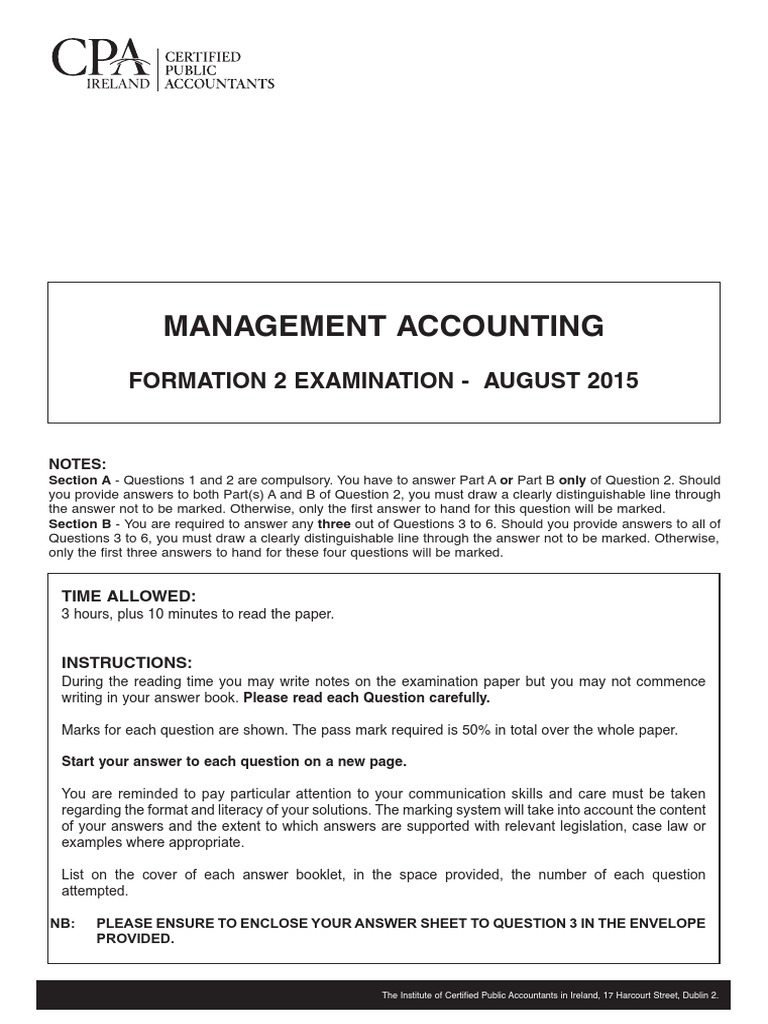 Management Accounting Exam Guidelines | PDF | Piece Work | Incentive