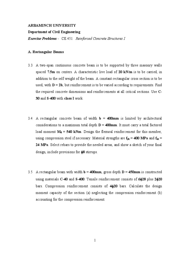 RC Exercises 2006 | PDF | Beam (Structure) | Reinforced Concrete