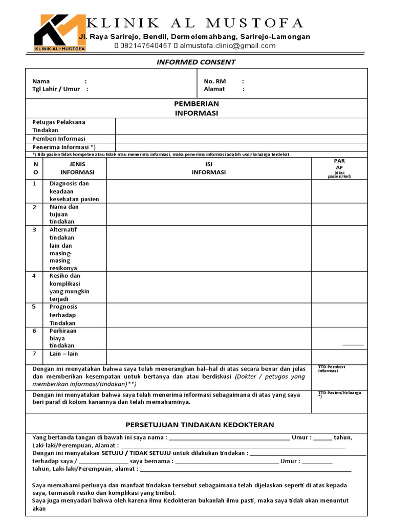 Informed Consent Klinik Al Mustofa | PDF