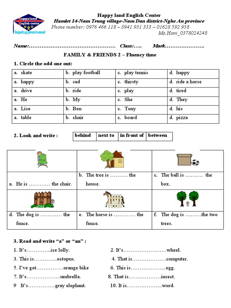 Baitap - FLUENCY.TIME.1.FAMILY&FRIENDS 2 | PDF