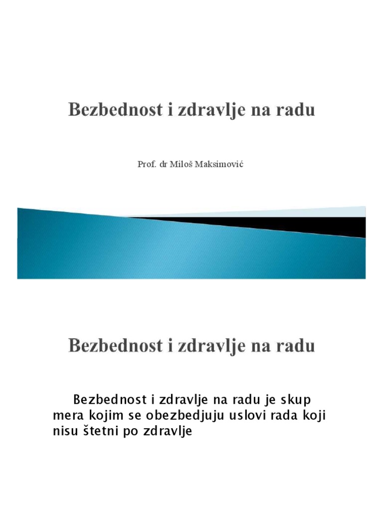 Bezbednost I Zdravlje Na Radu | PDF