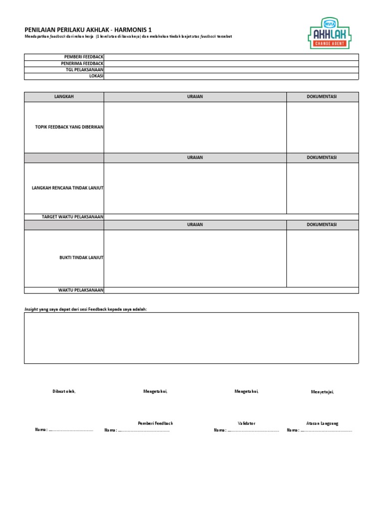 Form Harmonis 1 - Penilaian Perilaku AKHLAK | PDF