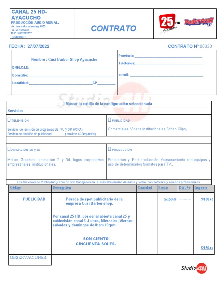 Proforma Canal de TV | PDF | Entretenimiento | Tecnología de cine y video