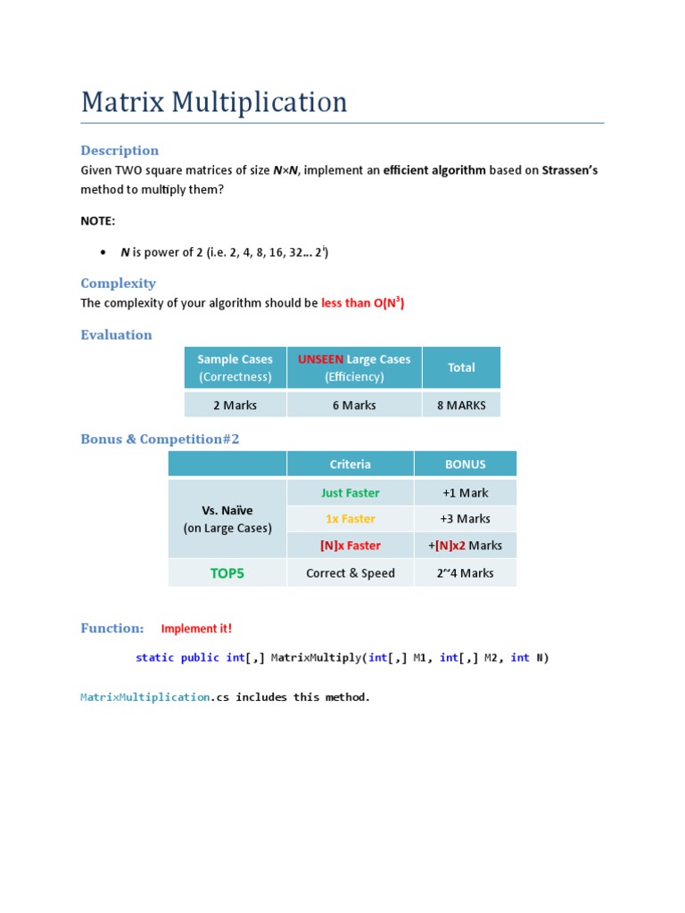 Matrix Multiplication | Download Free PDF | Matrix (Mathematics) | Computer Programming