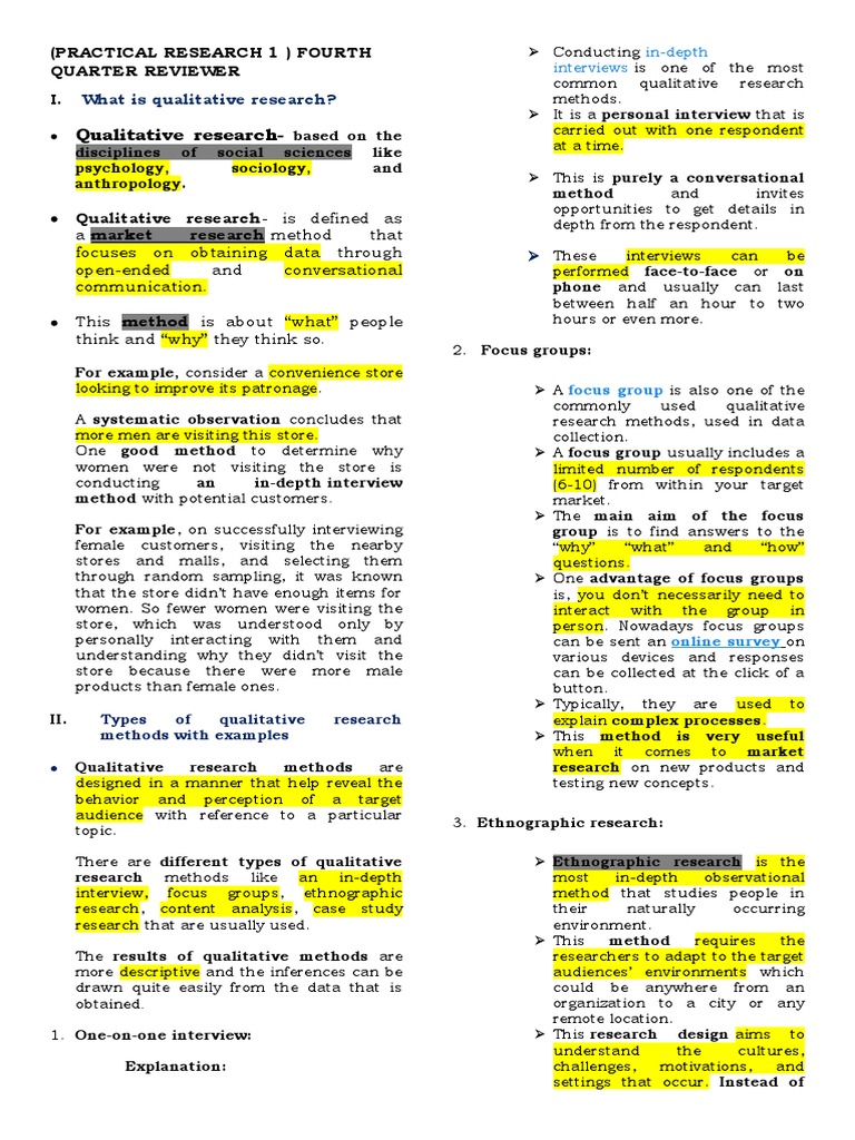 Practical Research 1 | PDF | Focus Group | Qualitative Research