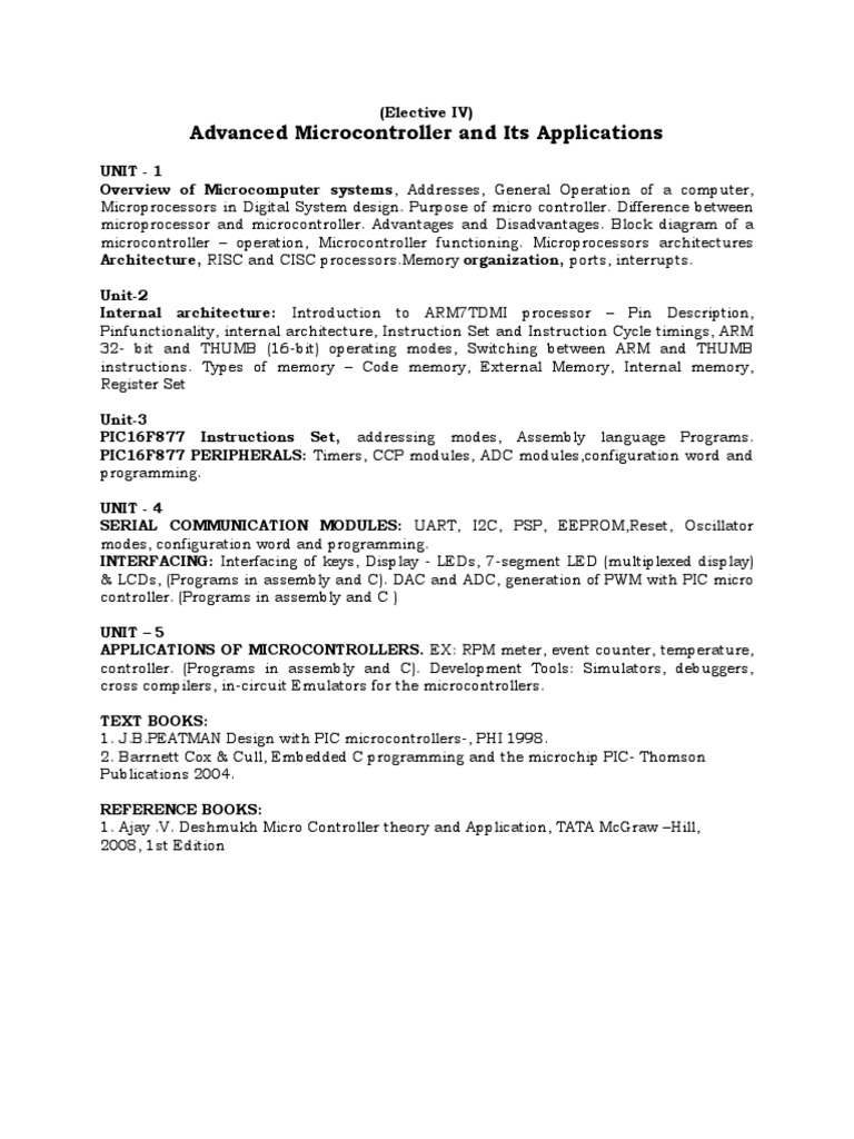 Advanced Microcontroller Applications Guide | PDF