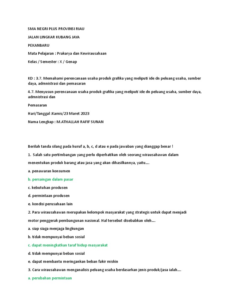 M.athallah Rafif Sunan - X.MS.4 (Prakarya) | PDF