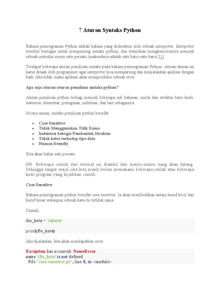 7 Aturan Syntaks Python | PDF
