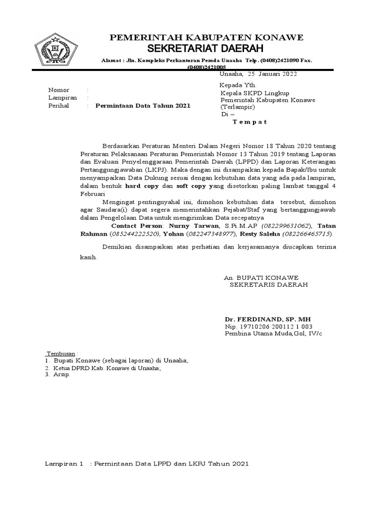 Undangan Permintaan Data LPPD 2021 | PDF