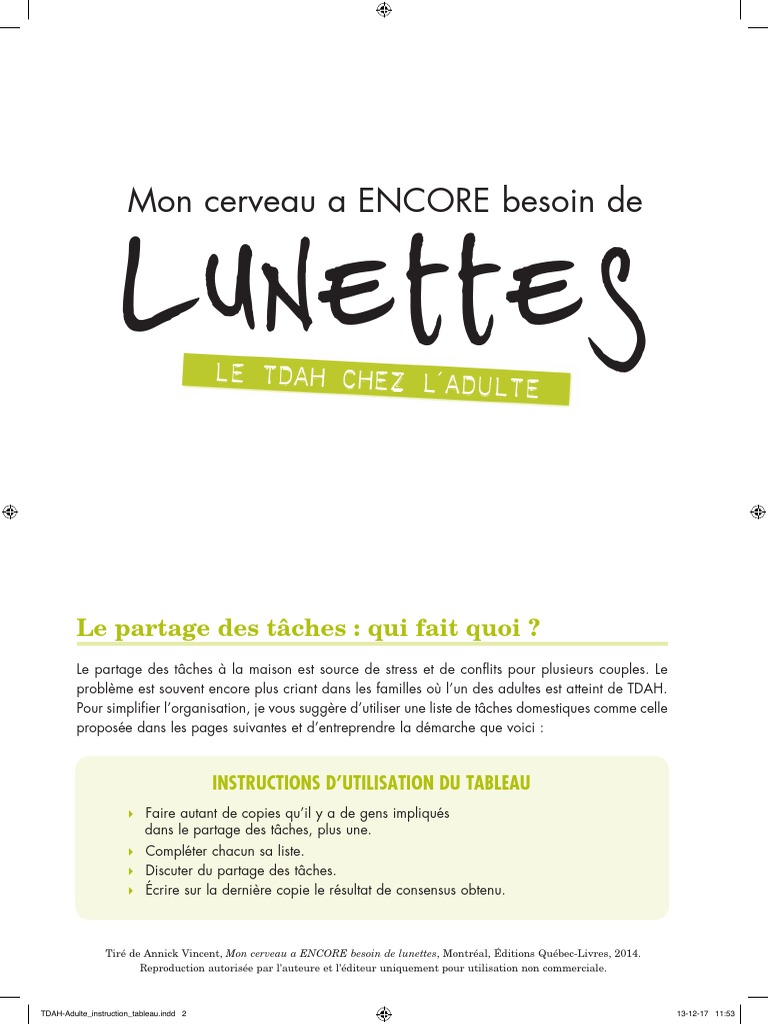 TDAH-Adulte Instruction Tableau | PDF