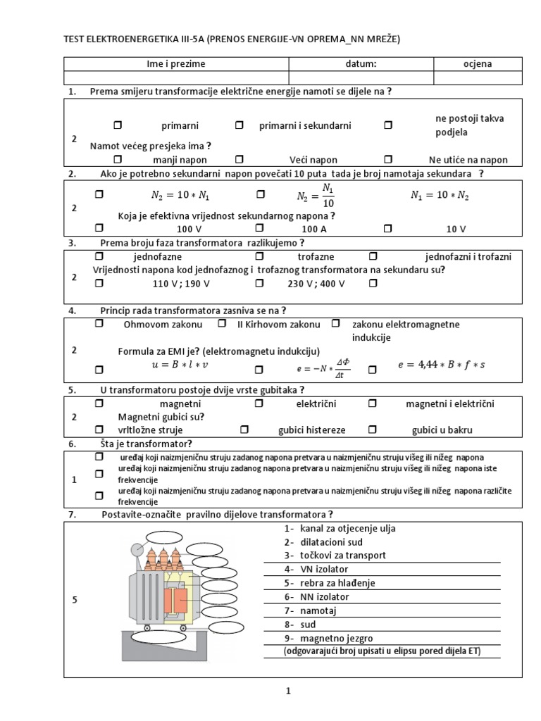Test Pitanja Za Elektroenergetika - Odgovori | PDF