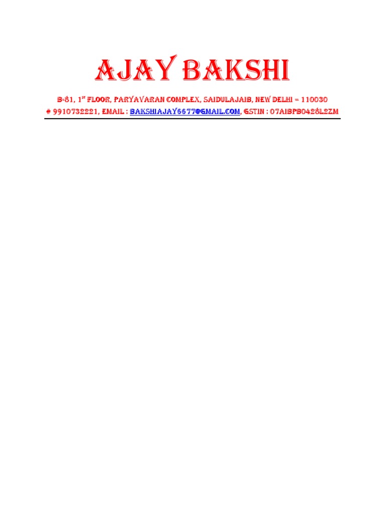 Letter Head - Ajay Bakshi | PDF