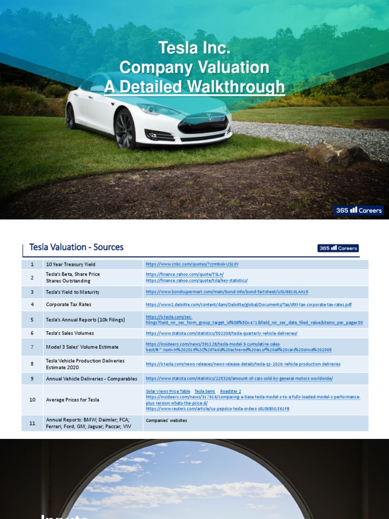 Tesla Company Valuation - Detailed Walkthrough | PDF | Capital ...