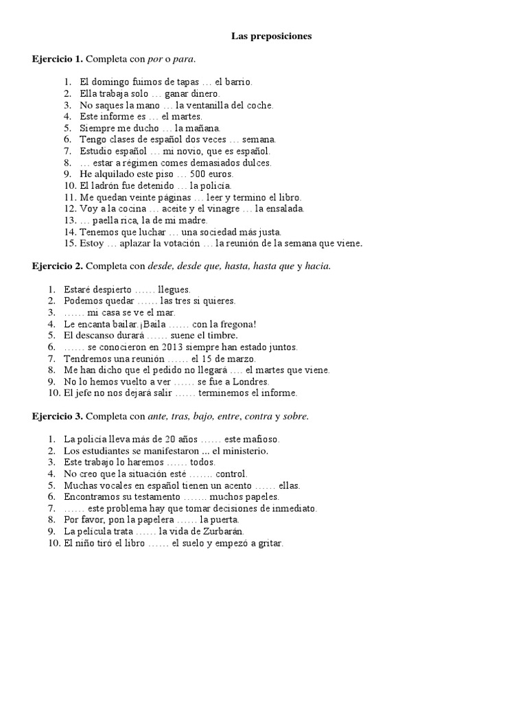 3a. Las Preposiciones 1 | PDF