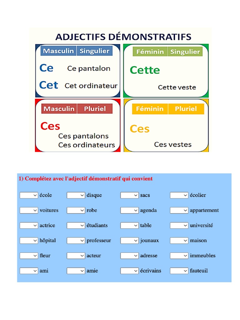 Adjectif Demonstratifs | PDF