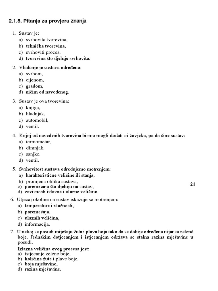 Test Automatika Pitanja | PDF
