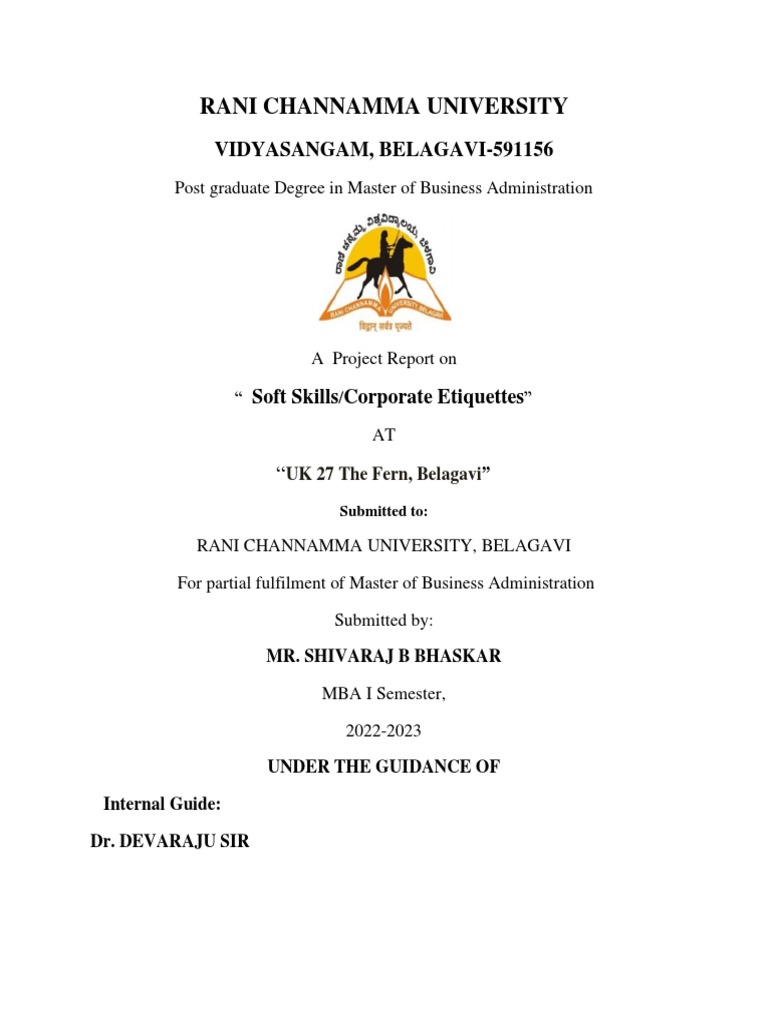 Project On Corporate Etiquette On Uk27 Hotel Belagavi | PDF