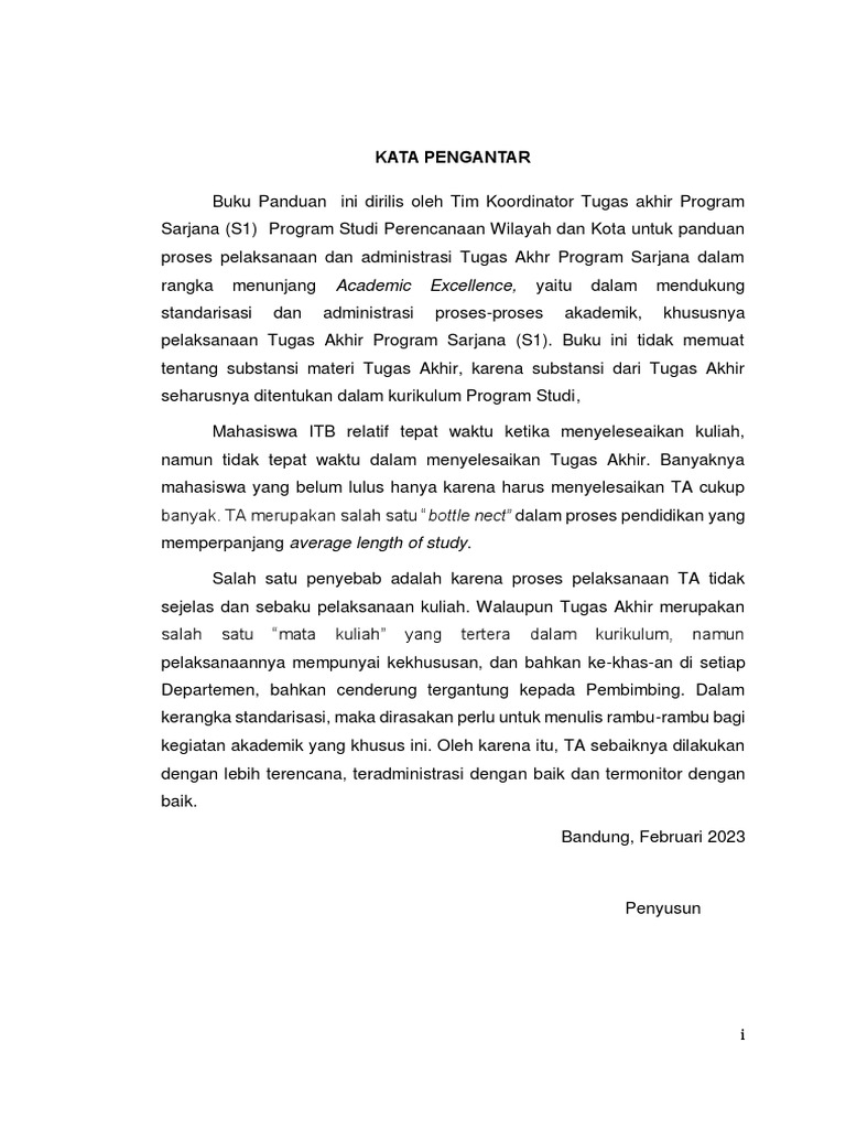 Panduan Tugas Akhir S1 PWK ITB | PDF
