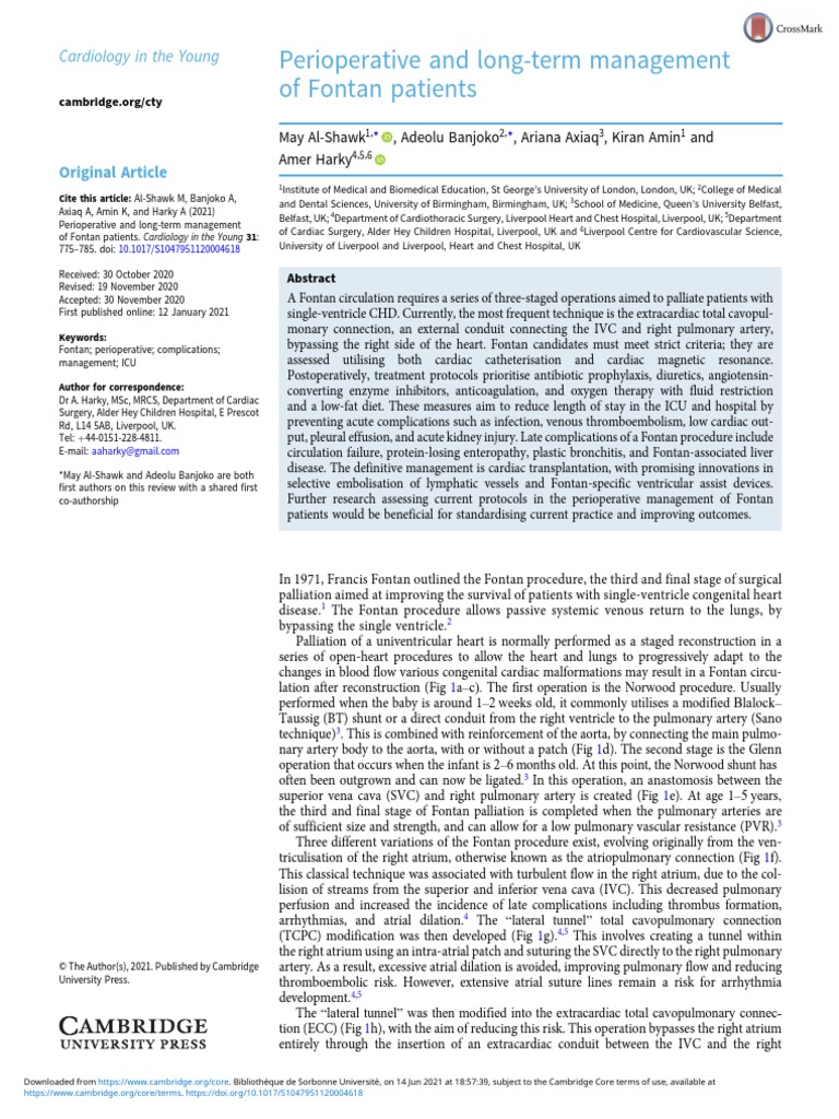 Manejo Fontan | PDF | Heart | Clinical Medicine