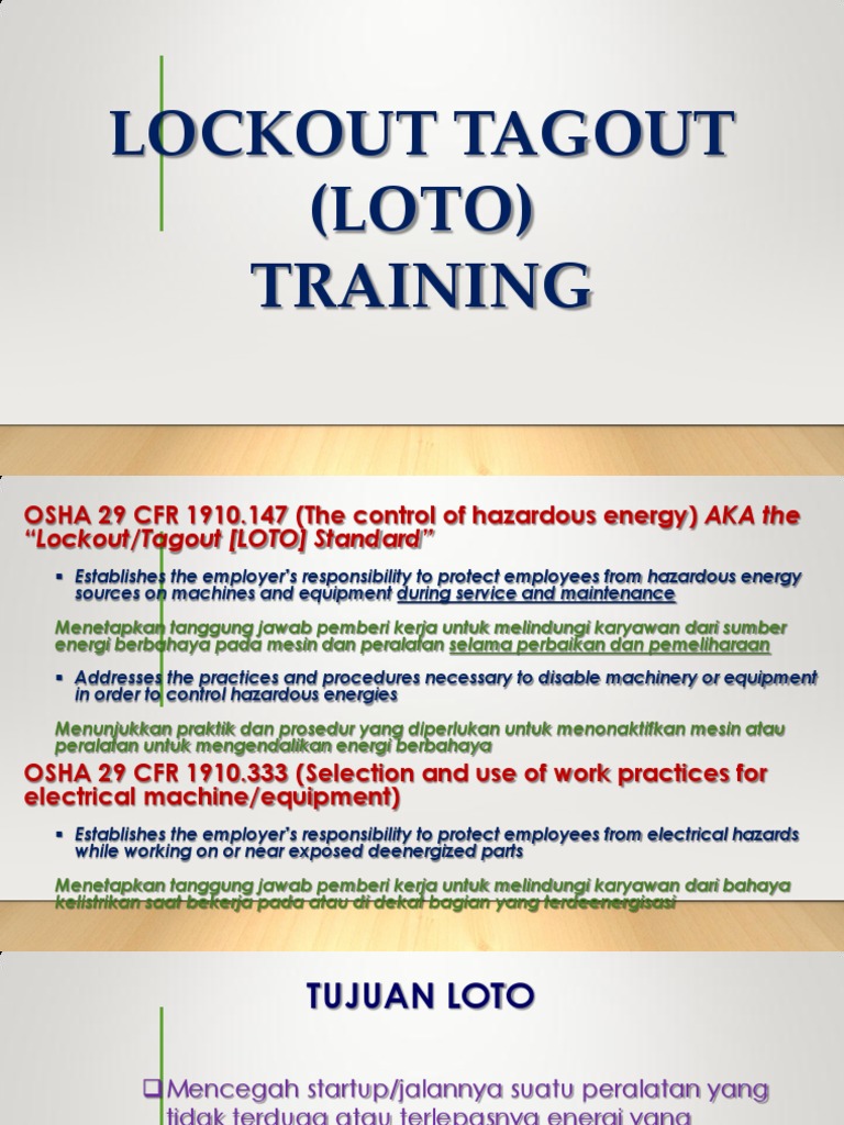 Materi LOTO Awareness Training | PDF