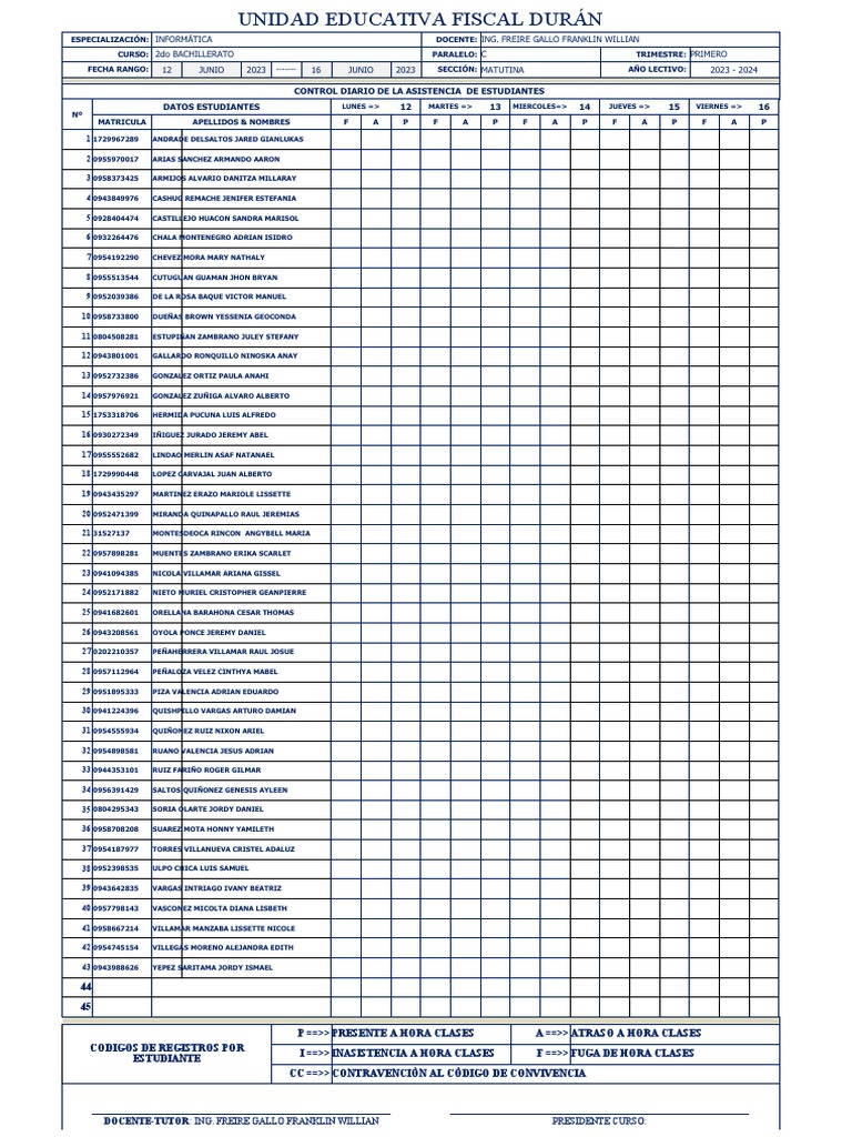 Control2 Dia Asistencia-2inf-23 | PDF
