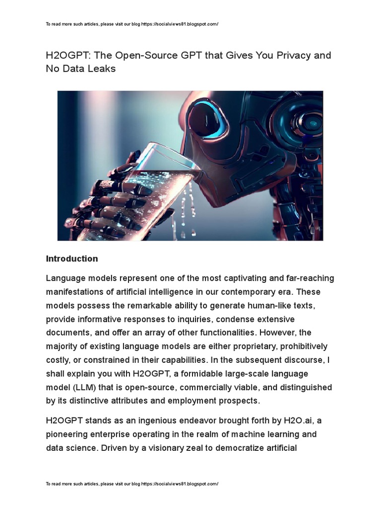 H2OGPT: The Open-Source GPT That Gives You Privacy and No Data Leaks | PDF | Cognition ...