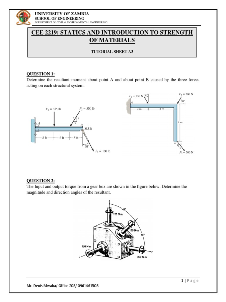 Tutorial Sheet A3 | PDF