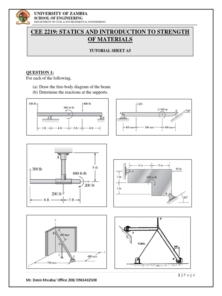 Tutorial Sheet A5 | PDF | Force | Pascal (Unit)