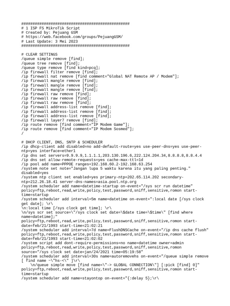 1 ISP FS MikroTik Script | PDF