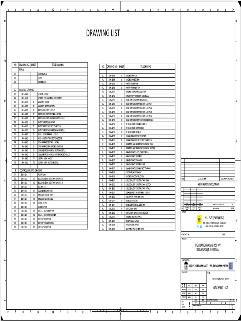 Drawing List & Cover | PDF | Technology & Engineering