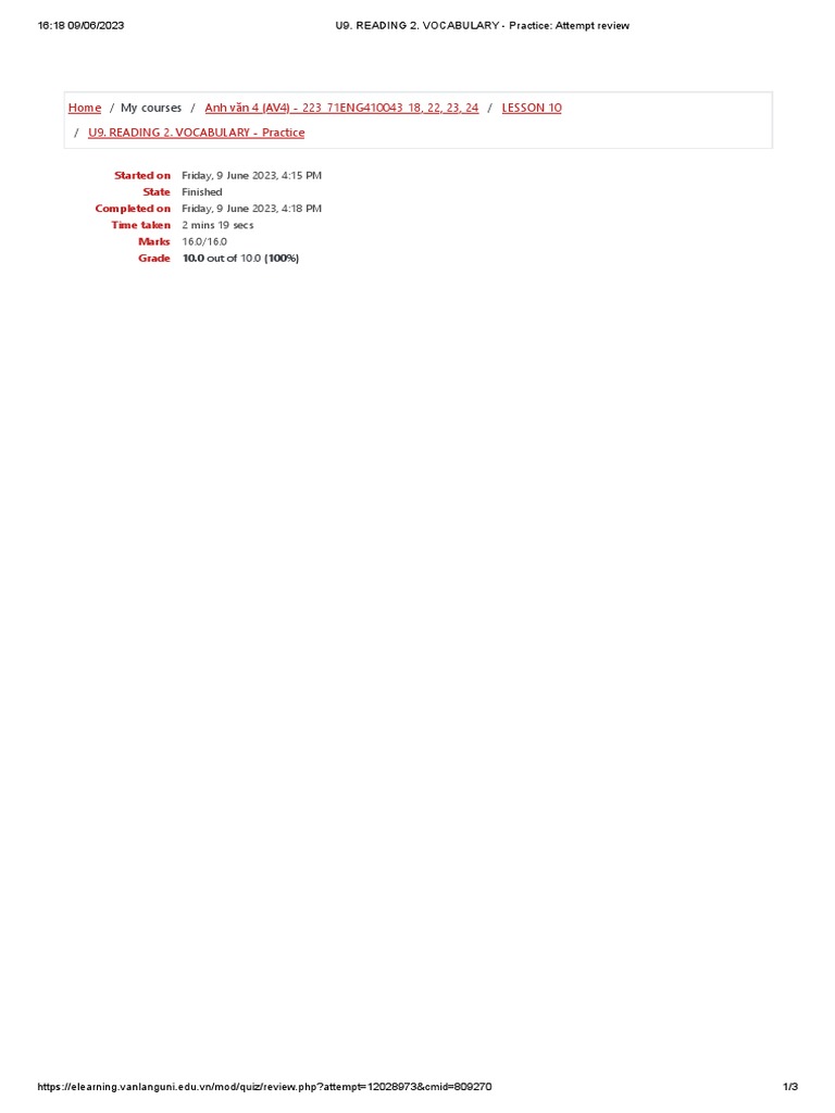 LESSON 10 U9. READING 2. VOCABULARY - Practice | PDF