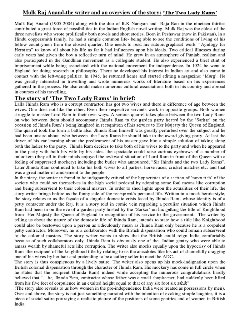 The Story of The Two Lady Rams' in Brief | PDF