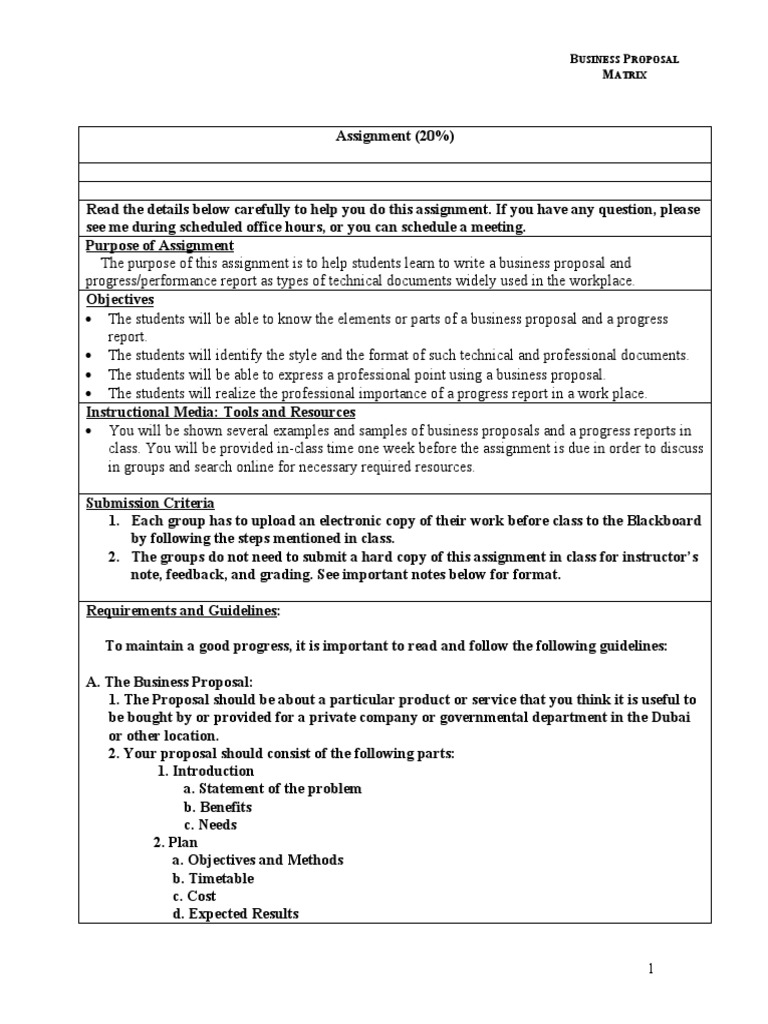 Business Proposal Matrix | Download Free PDF | Rubric (Academic) | Learning