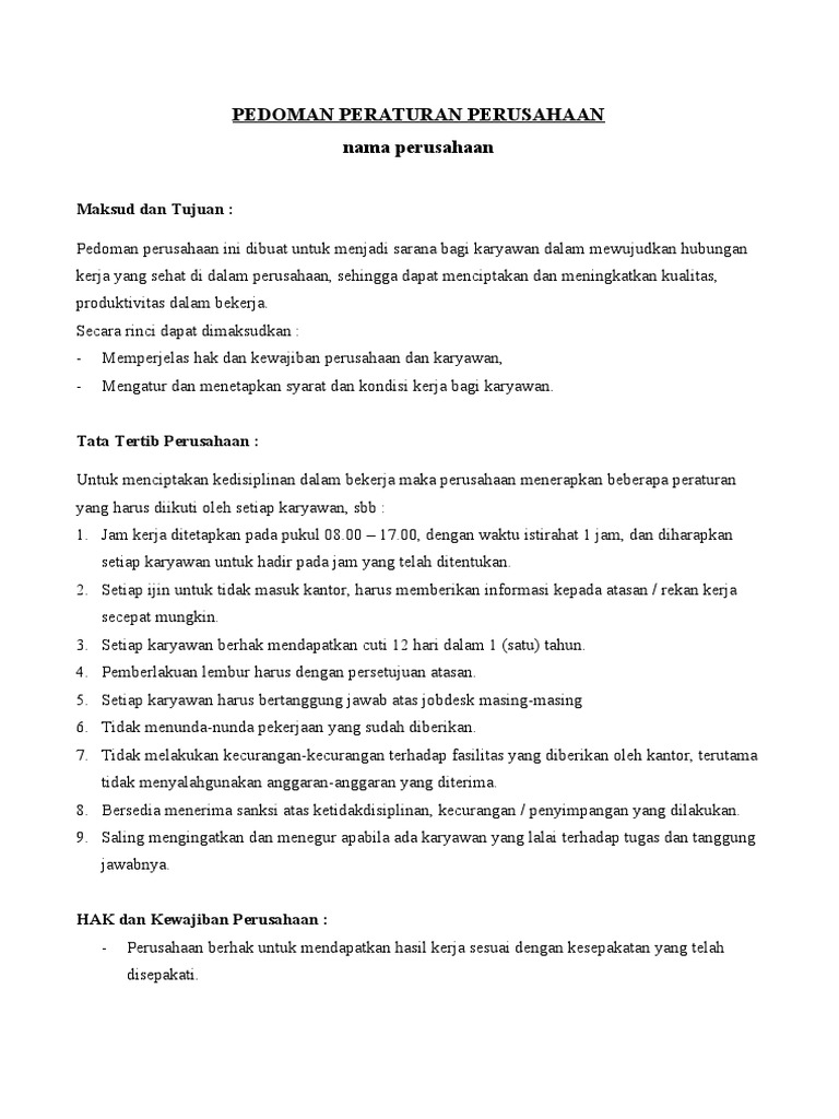Pedoman Perusahaan | PDF